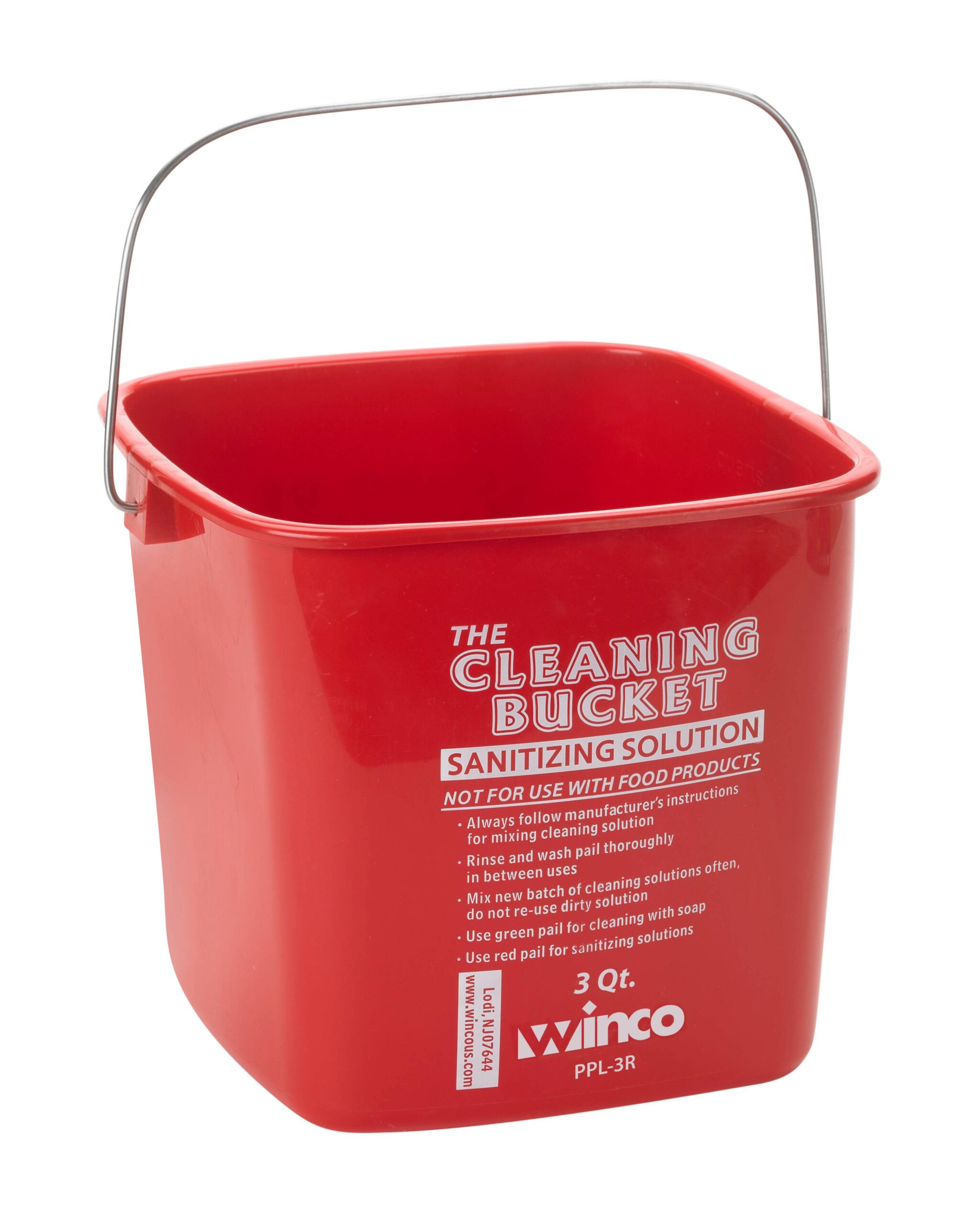 3qt Cleaning Bucket, Red Sanitizing Solution | Hospitality Resource Supply